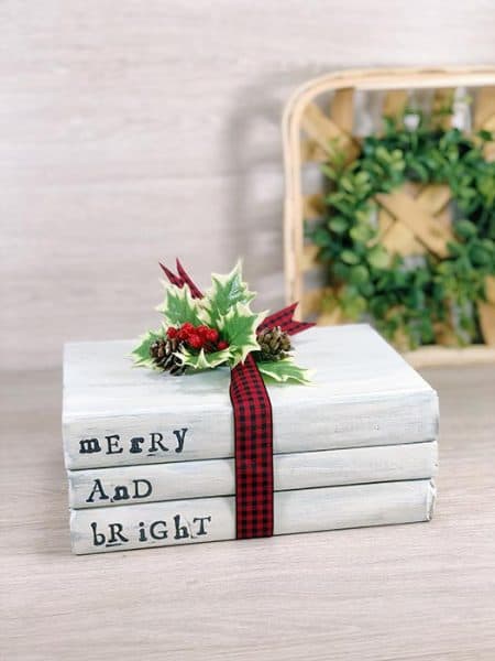 Merry and Bright Book Stack Decor | More Than Thursdays